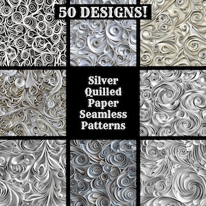 Silver Quilled Paper Seamless Digital Paper, Silver Quilled Paper ...