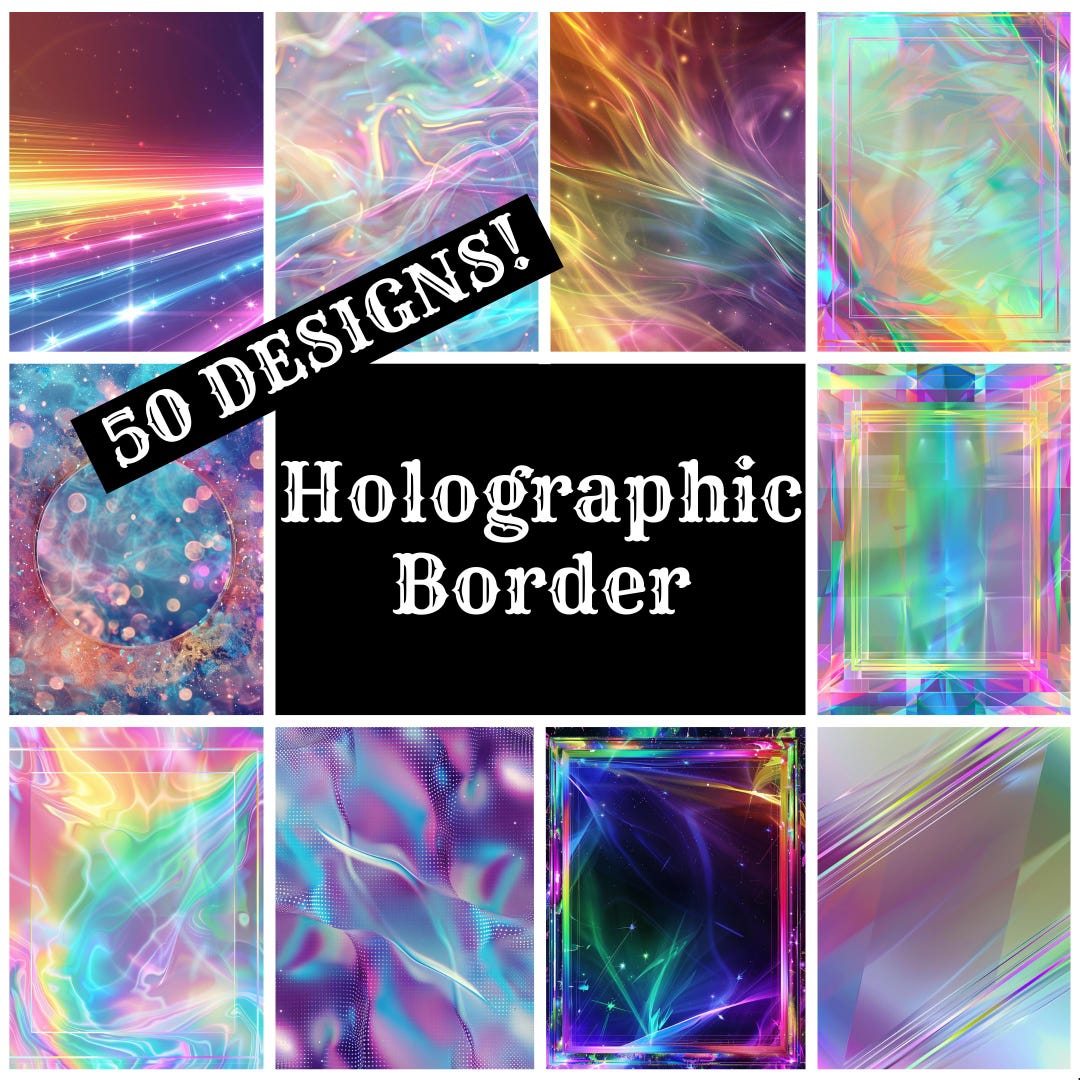Holographic Border Journal Paper: Vintage Scrapbook Inserts (digital ...