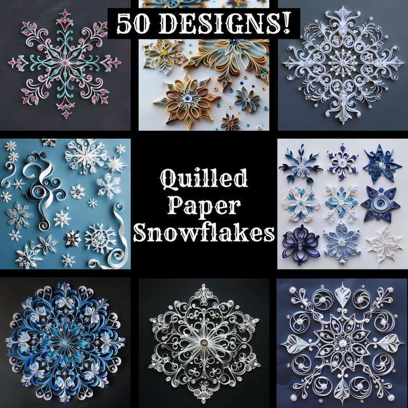 Quilled Paper Snowflakes, High Resolution Digital Paper (PNG) - Etsy