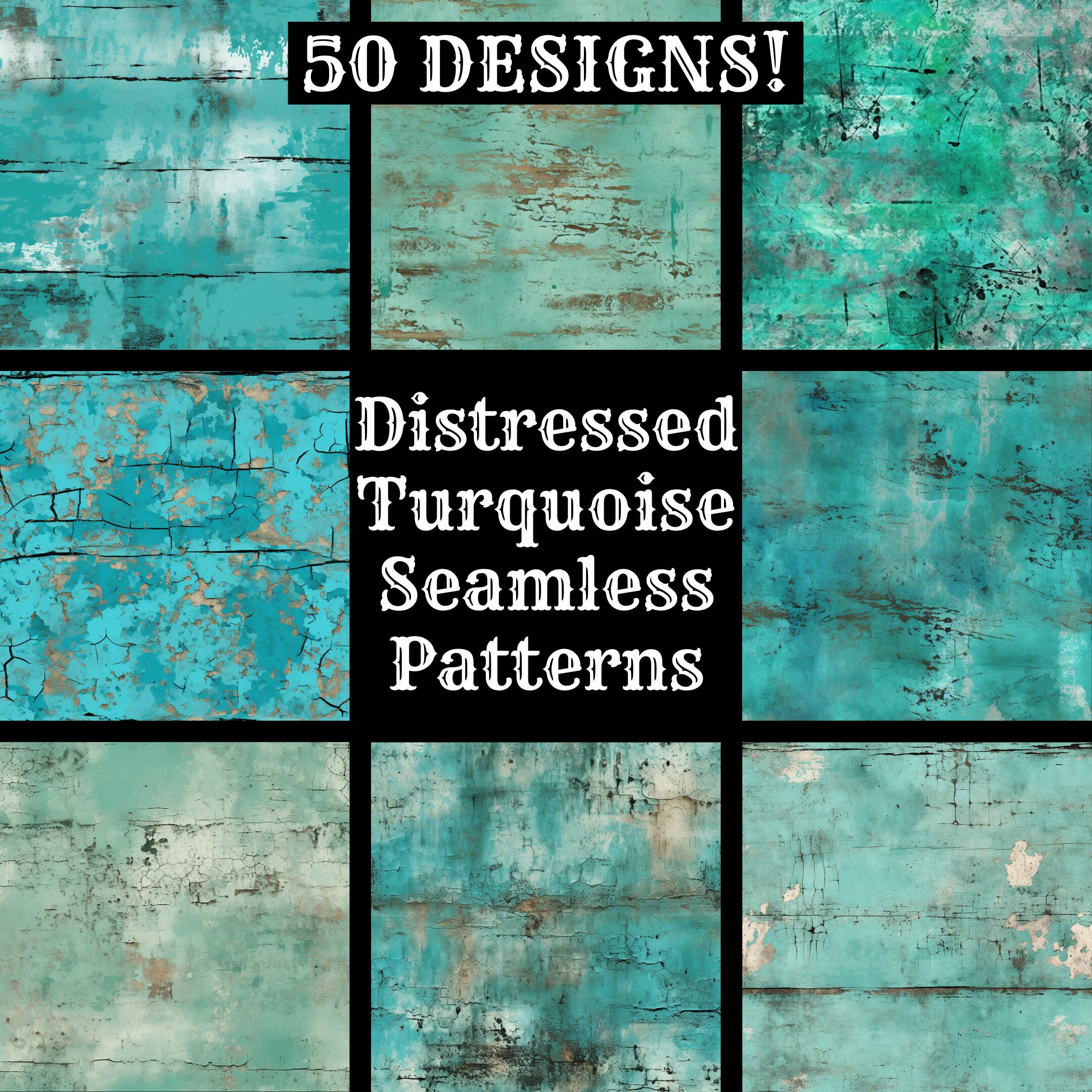 Distressed Turquoise Seamless Digital Paper, Printable Scrapbook Paper ...