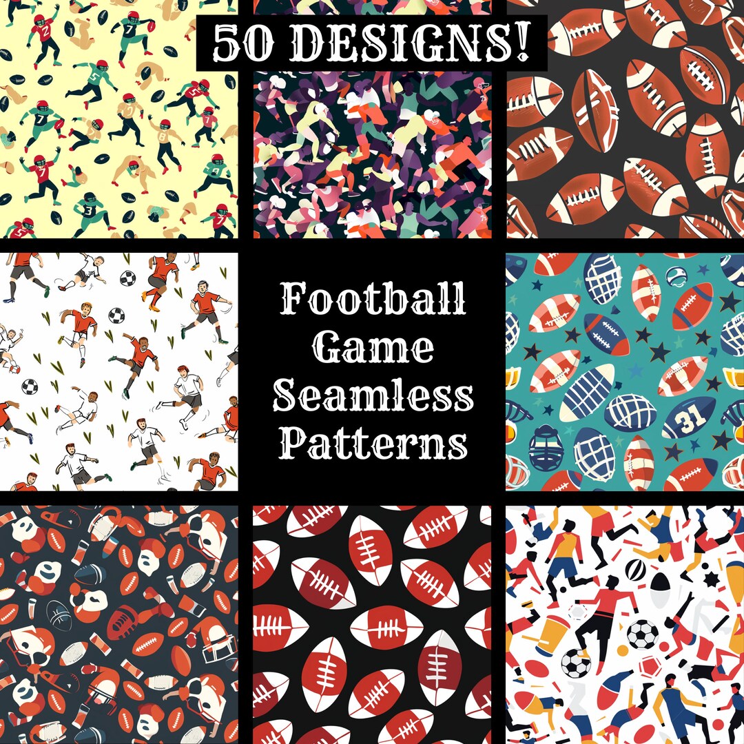 Football Game Seamless Digital Paper, Football Game Printable Scrapbook ...