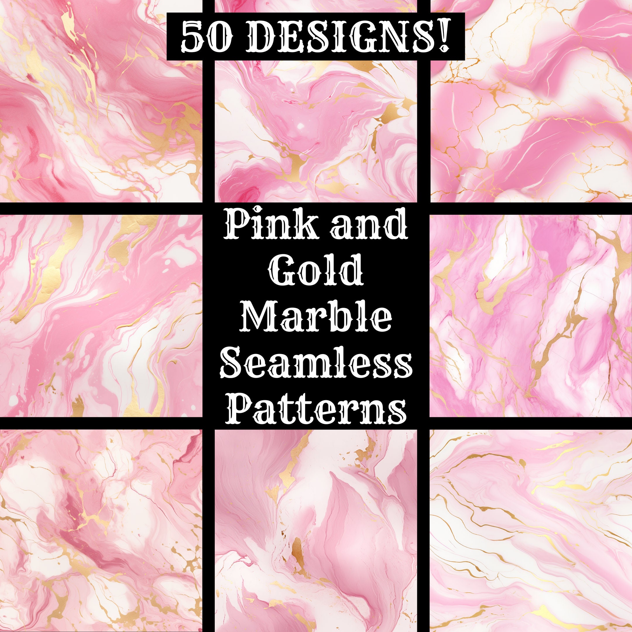 Pink and Gold Marble Seamless Digital Paper, Printable Scrapbook Paper ...