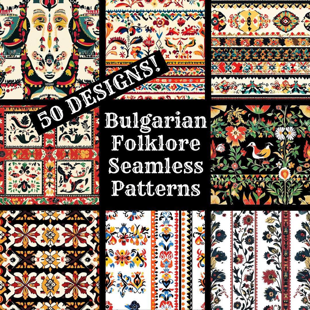 Bulgarian Folklore Seamless Digital Paper, Bulgarian Folklore Printable ...