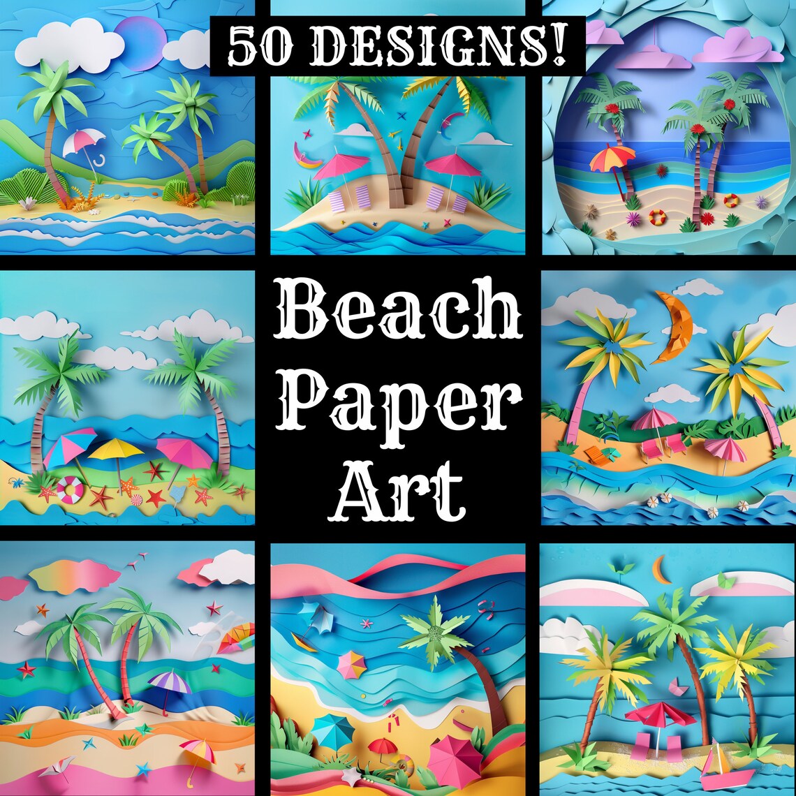 Beach Paper Art, High Resolution, Digital Scrapbook (digital Download ...