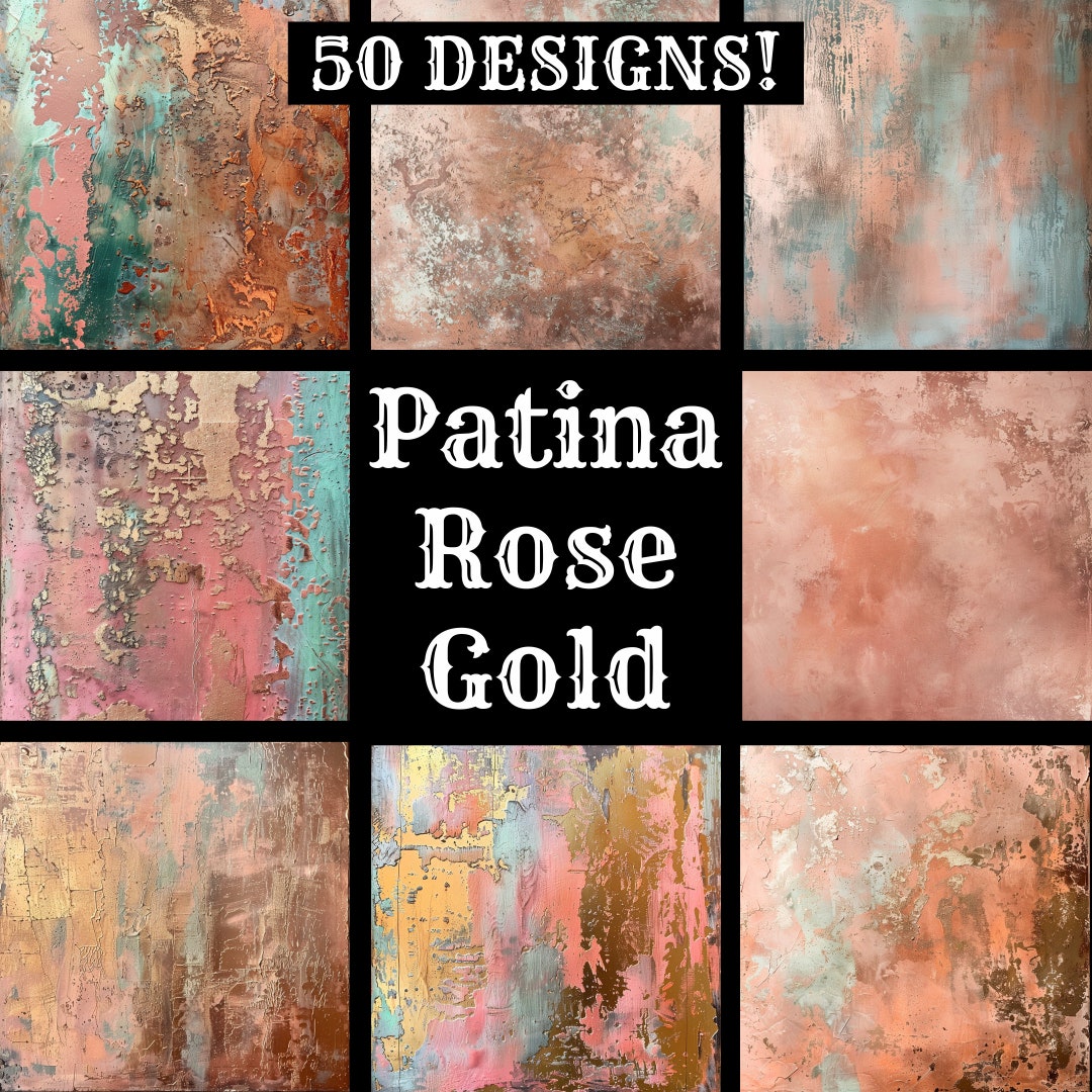 Patina Rose Gold Paper, Patina Rose Gold Printable Paper, Vintage Patina Rose Gold, Patina Rose ...