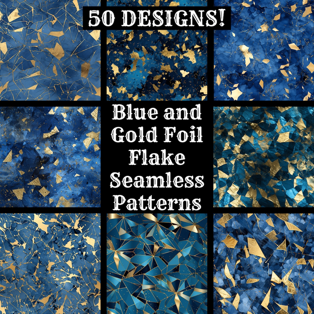 Blue & Gold Foil Flake Seamless Patterns: Scrapbook Paper (digital ...