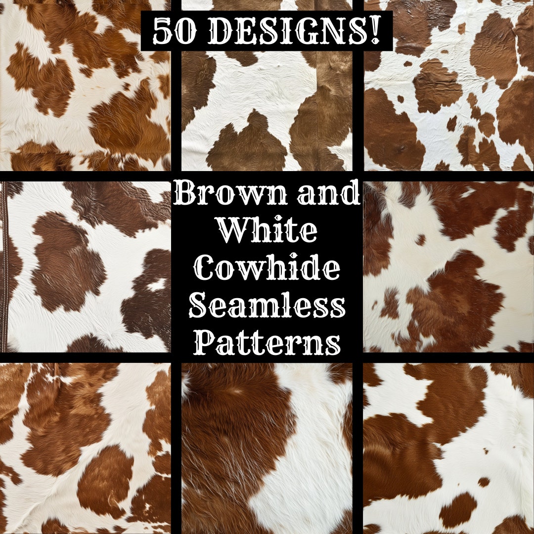 Cowhide Seamless Pattern: Brown and White Digital Paper (PNG) - Etsy