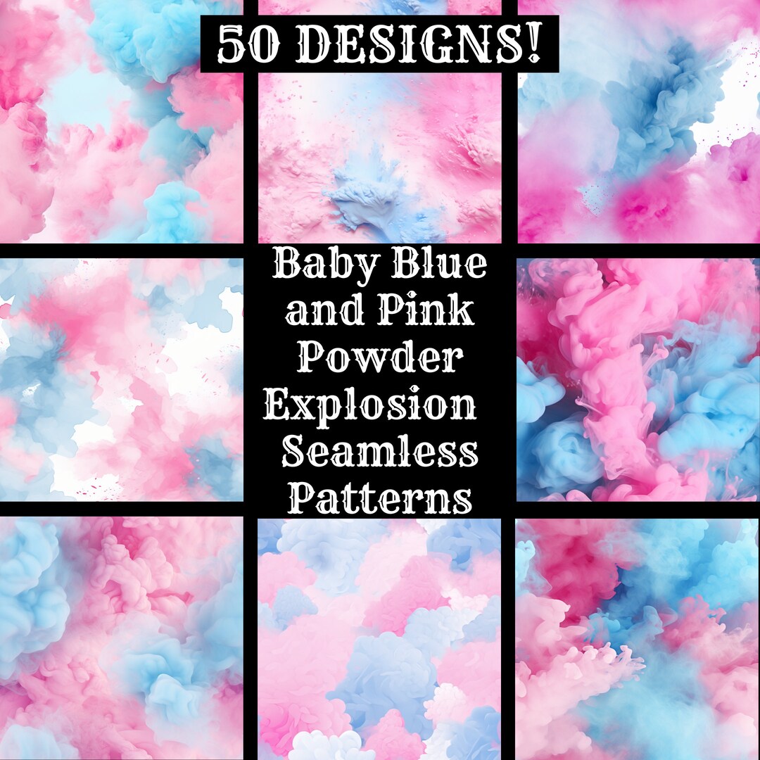 Baby Blue and Pink Powder Explosion Seamless Digital Paper Printable ...