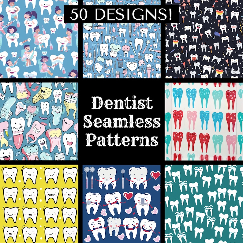 Dentist Seamless Pattern: Scrapbook Paper, Fabric Print (digital ...