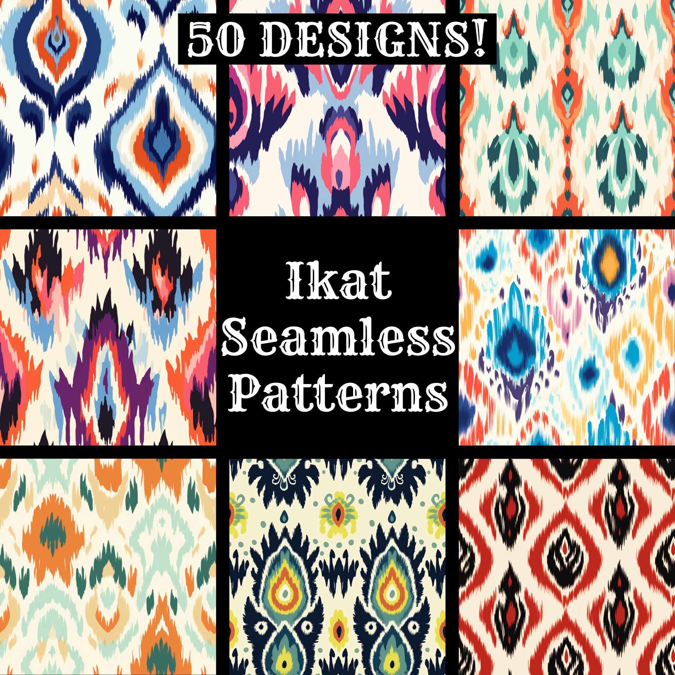 Ikat Seamless Digital Paper, Printable Scrapbook Paper Seamless ...