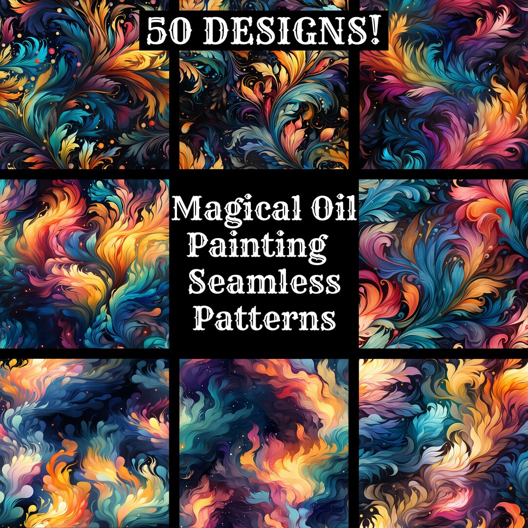Magical Oil Painting Pattern Seamless Digital Paper, Printable ...