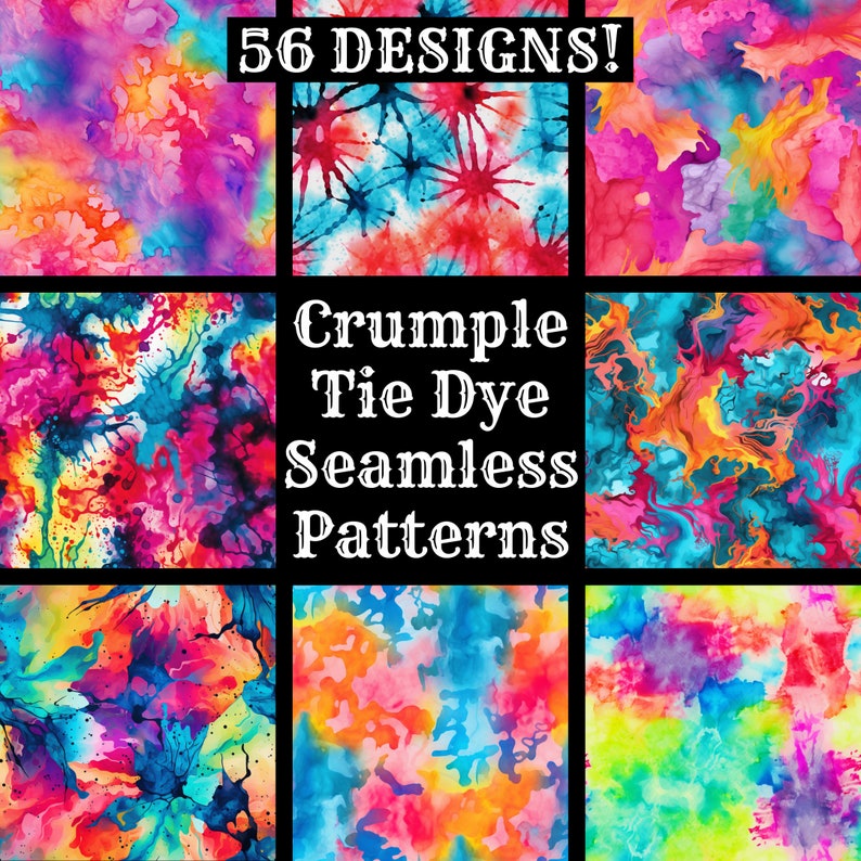 Crumple Tie Dye Seamless Pattern: 56 PNG Digital Papers (digital ...