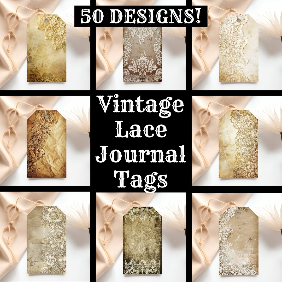 Vintage Lace Journal Tags: Printable Ephemera (digital Download) - Etsy