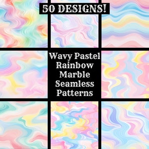 Wavy Pastel Rainbow Marble Seamless Digital Paper, Printable Scrapbook ...
