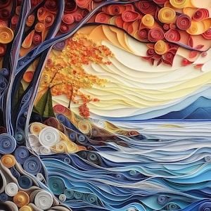 Quilled Landscapes Journal Paper, Quilled Landscapes Printable Paper ...