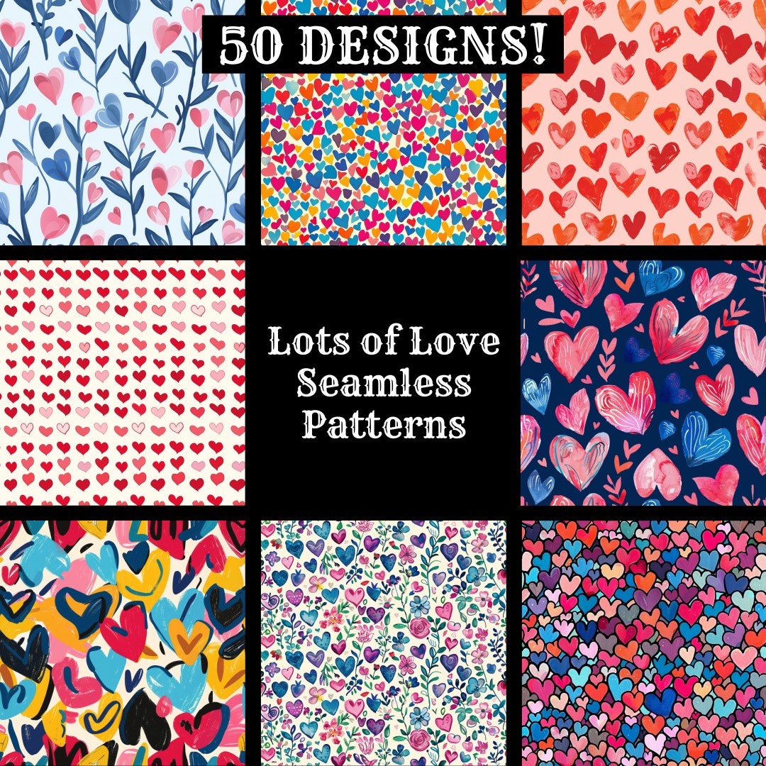 Lots of Love Seamless Digital Paper, Lots of Love Printable Scrapbook ...