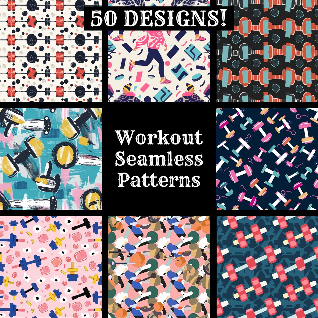 Workout Seamless Digital Paper, Workout Printable Scrapbook Paper ...
