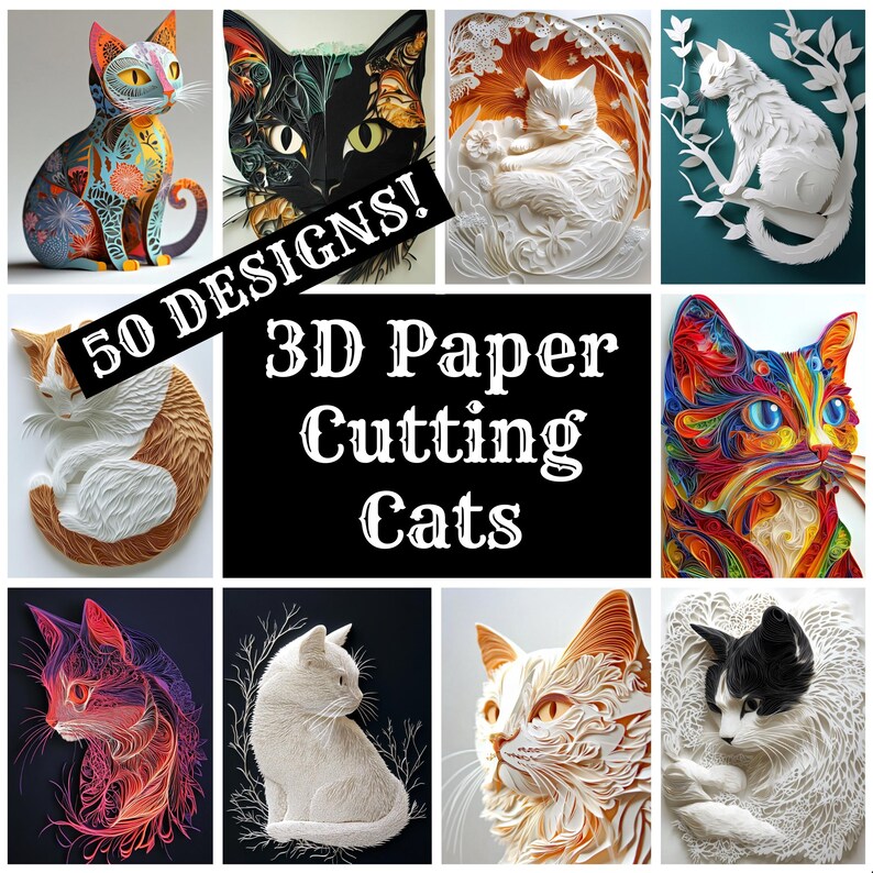3D Paper Cutting Cats: Vintage Journal Inserts (digital Download) - Etsy