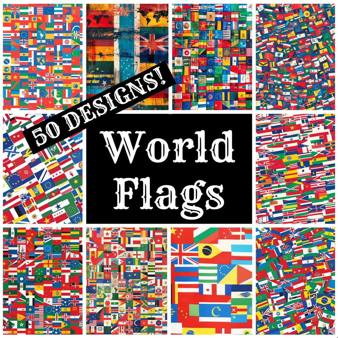 World Flags Journal Paper, World Flags Printable Paper, Vintage Journal ...