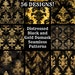 Distressed Black and Gold Damask Seamless Digital Paper, Printable ...