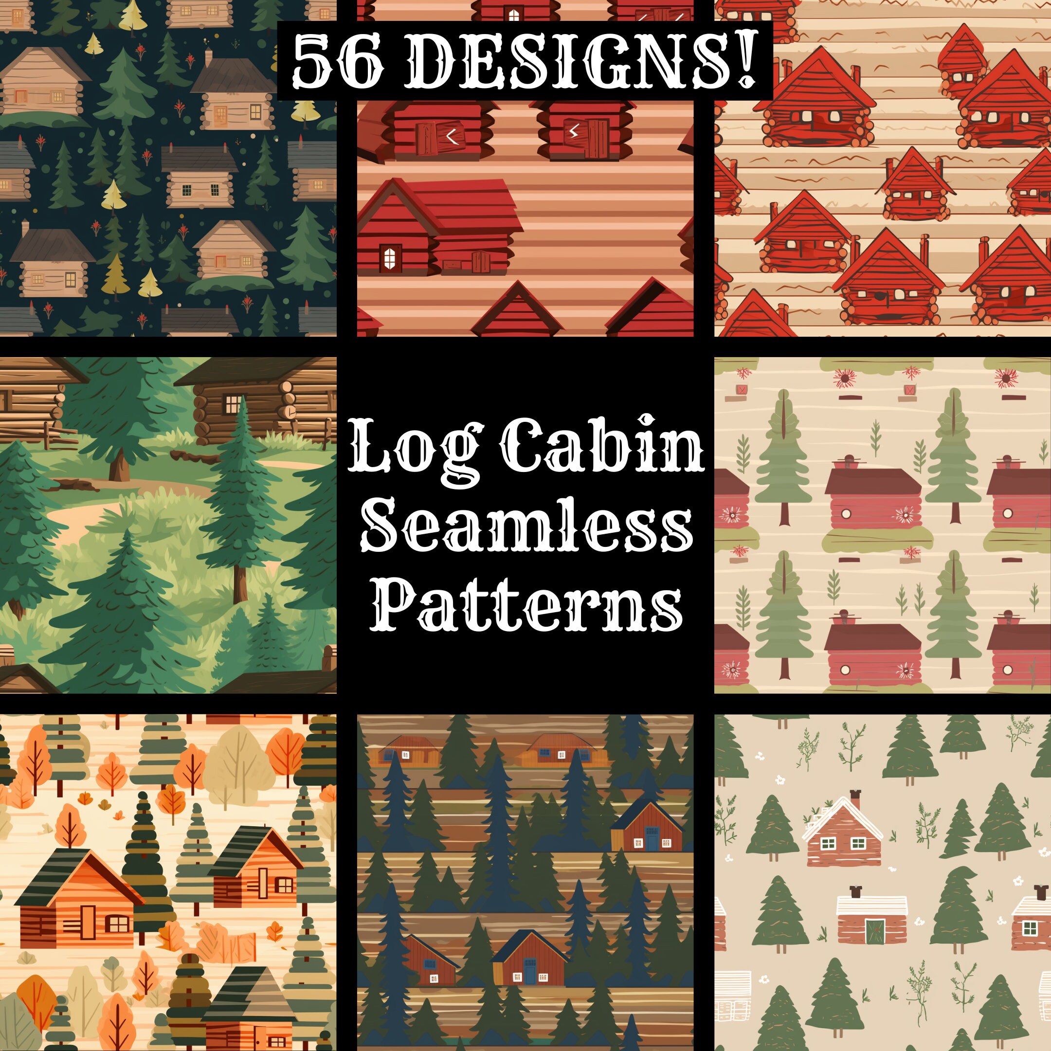 Log Cabin Seamless Digital Paper, Printable Scrapbook Paper Seamless ...