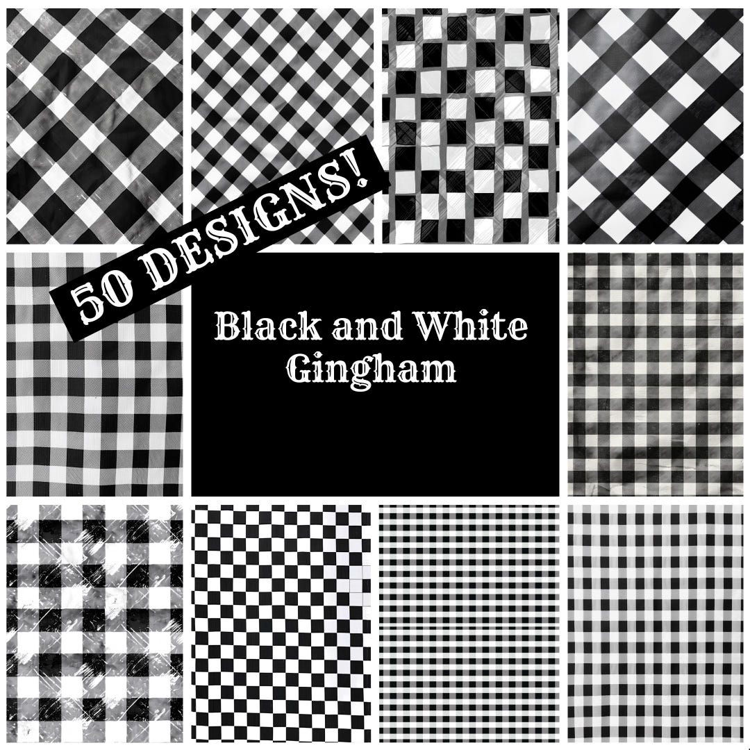 Black and White Gingham Journal Paper: Vintage Scrapbook Inserts ...