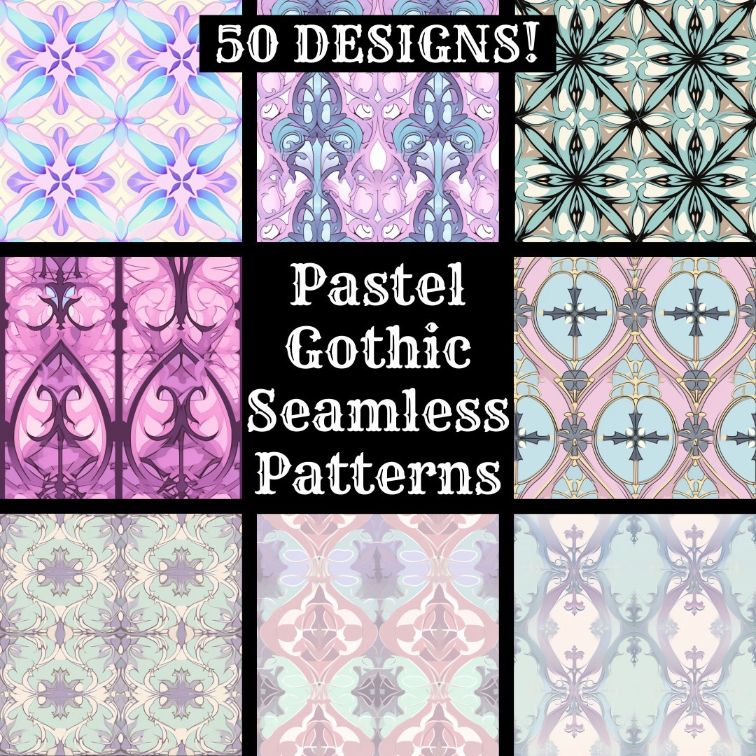 Pastel Gothic Seamless Digital Paper, Printable Scrapbook Paper ...