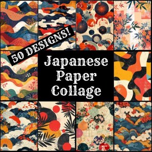 Japanese Paper Collage Journal Paper, Japanese Paper Collage Printable ...