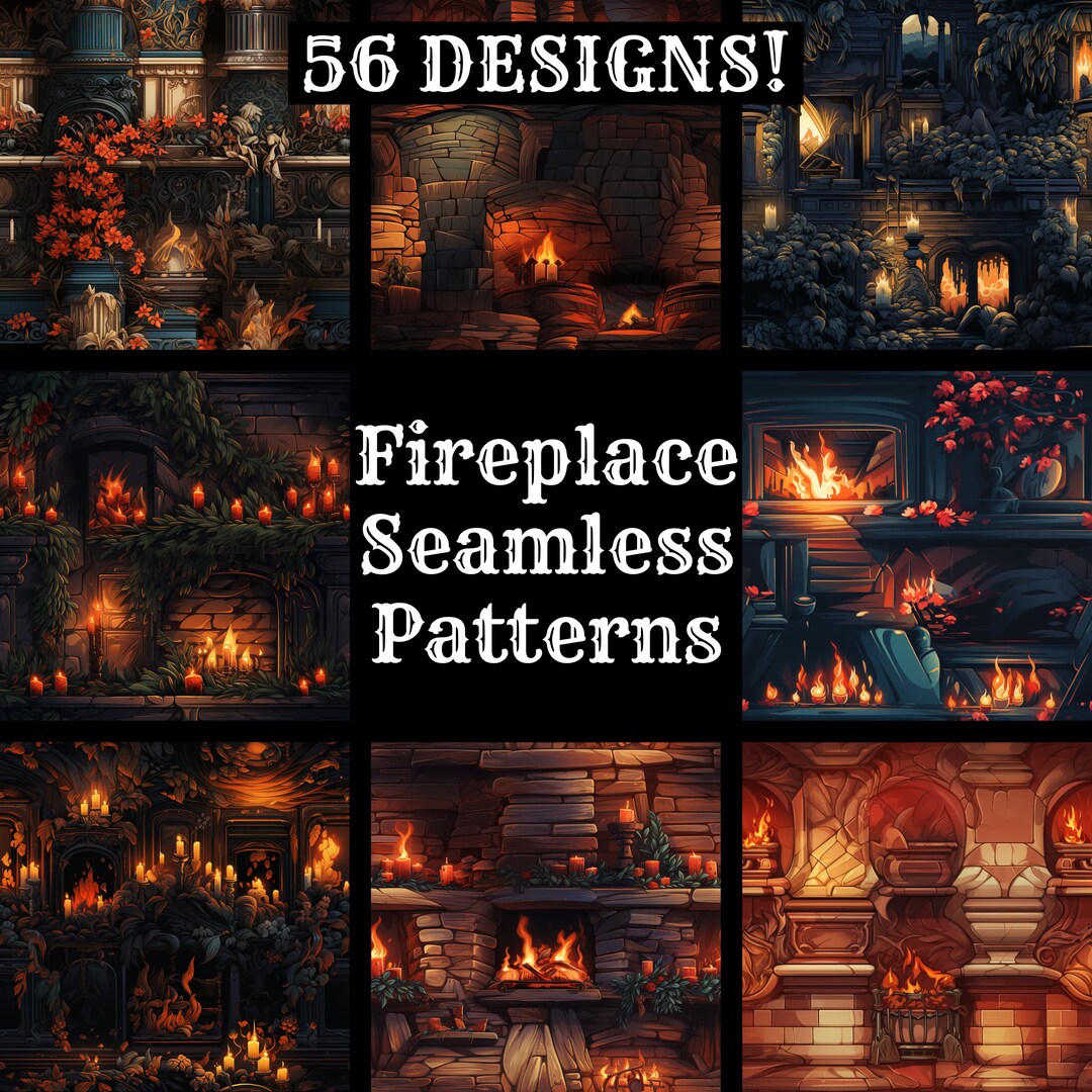 Fireplace Seamless Pattern Bundle: Printable Digital Paper (PNG) - Etsy