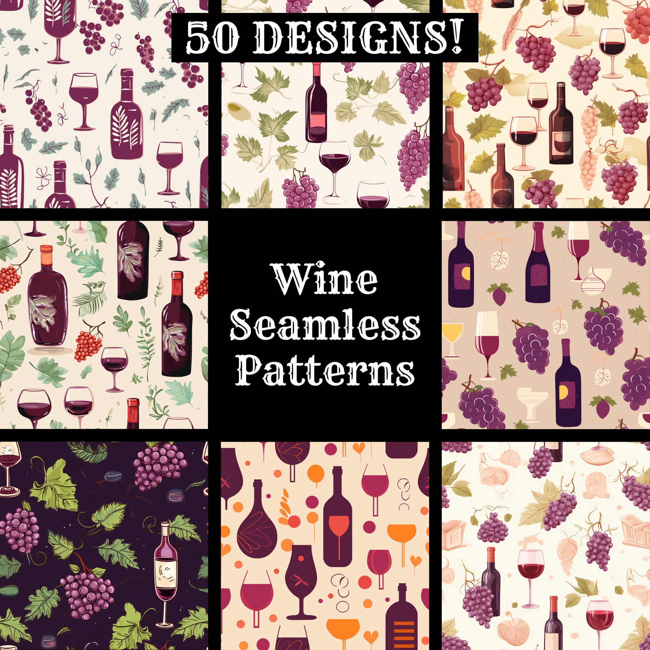 Wine Seamless Digital Paper, Printable Scrapbook Paper Seamless ...