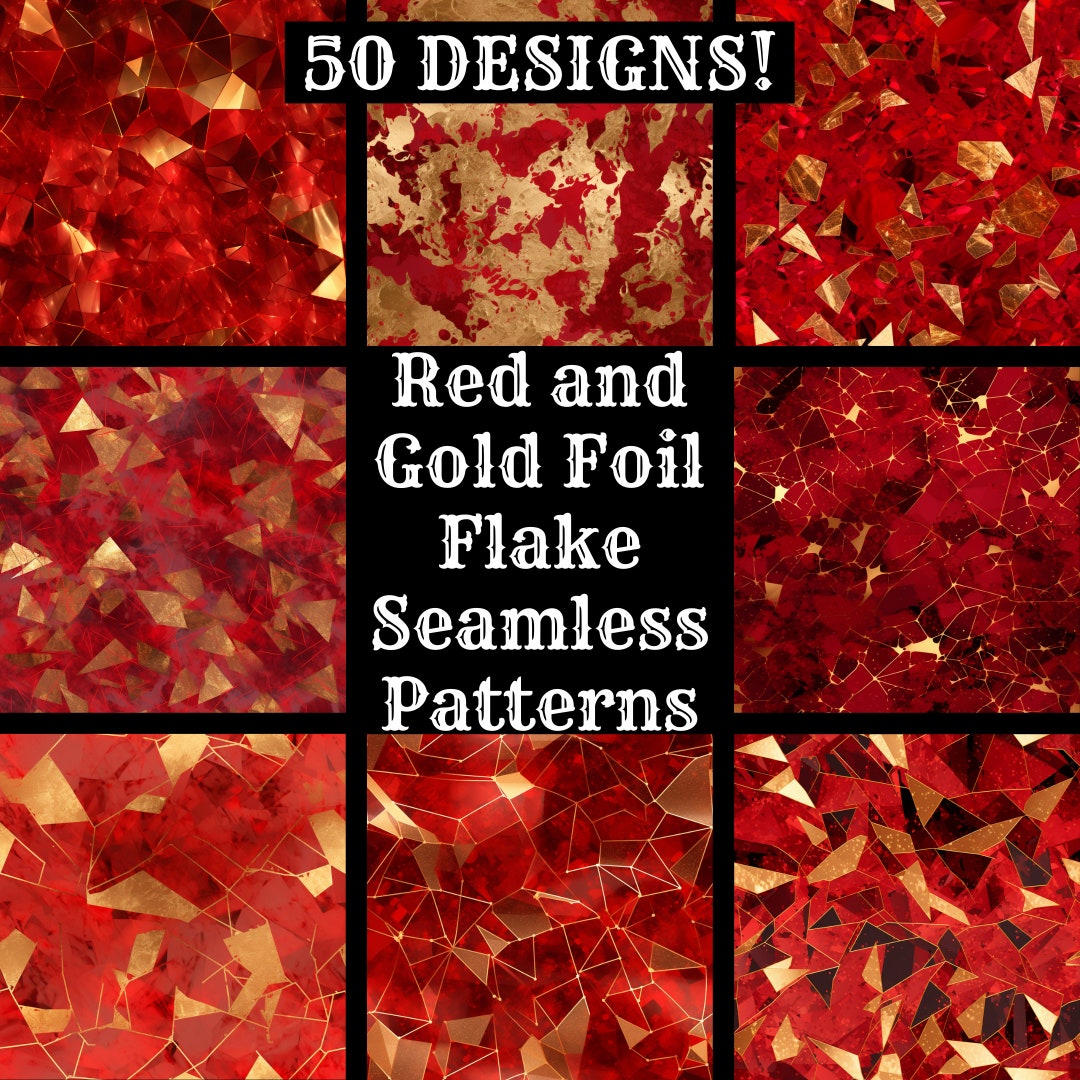Red and Gold Foil Flake Seamless Digital Paper, Printable Scrapbook ...