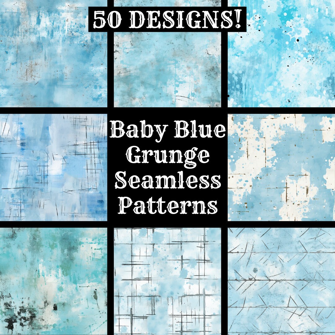 Baby Blue Grunge Seamless Digital Paper, Printable Scrapbook Paper ...
