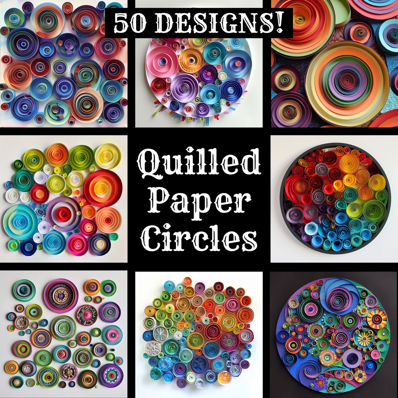 Quilled Paper Circles: High Resolution Digital Paper (PNG) - Etsy