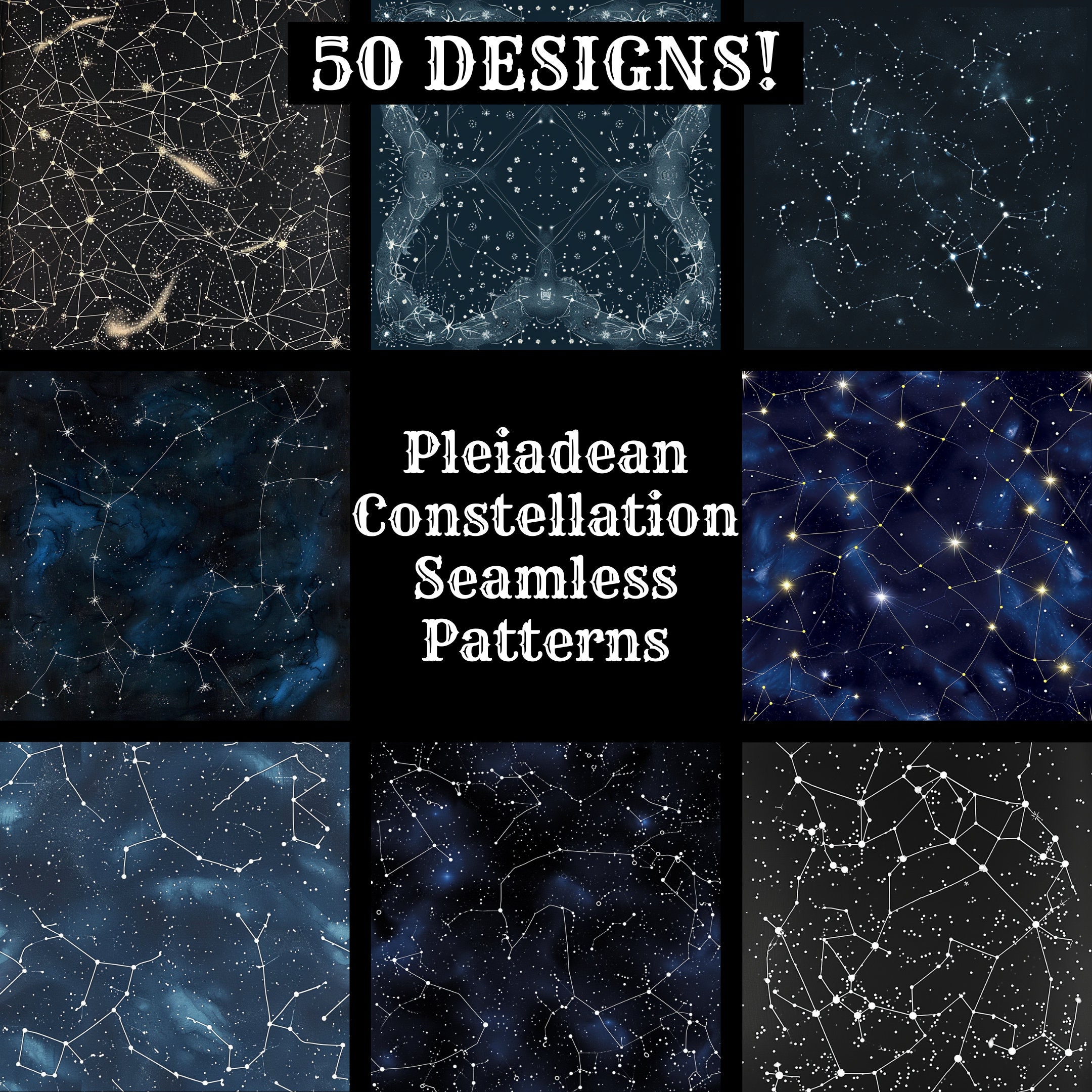 Pleiadean Constellation Seamless Digital Paper, Printable Scrapbook ...