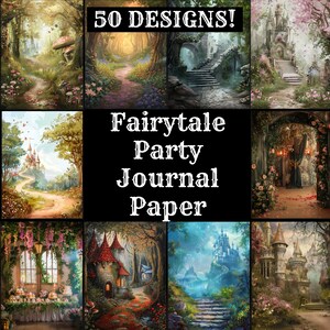 Fairytale Party Journal Paper, Fairytale Party Printable Paper, Vintage ...
