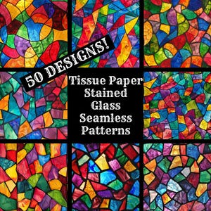 Stained Glass Seamless Pattern, Colorful Tissue Paper (digital Download ...