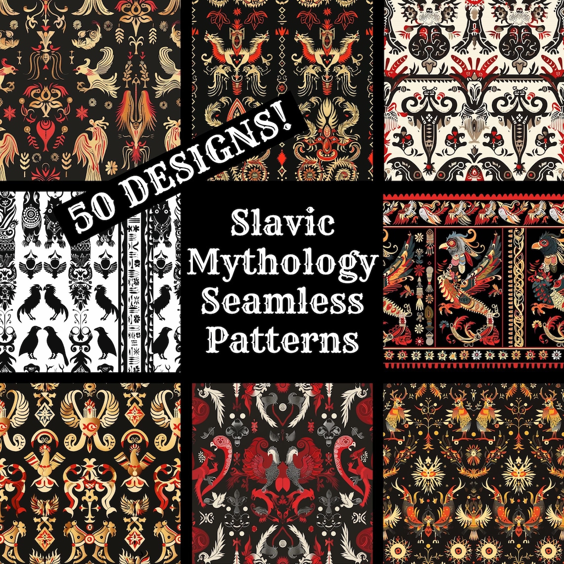 Slavic Mythology Seamless Patterns: Printable Digital Paper (PNG) - Etsy