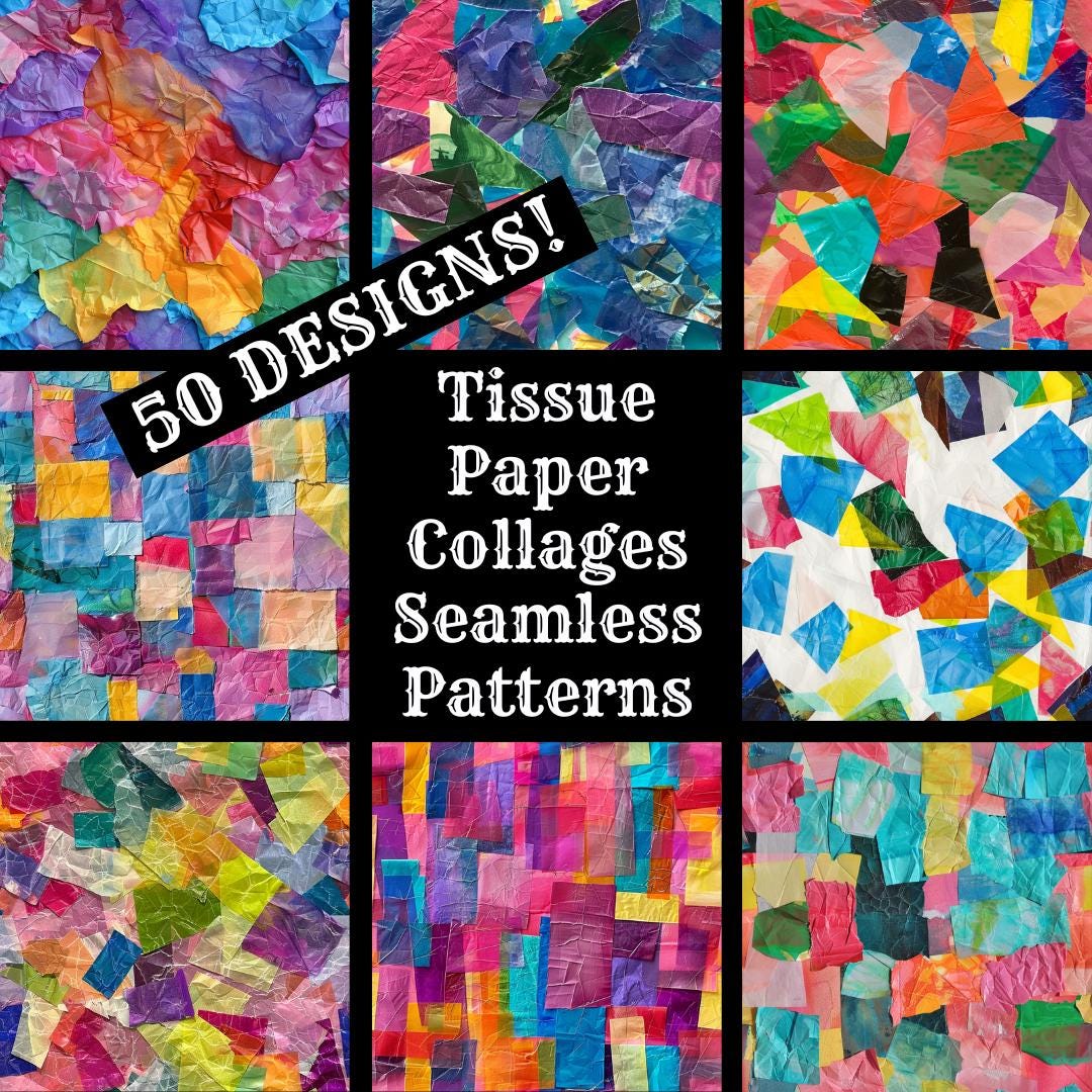 Tissue Paper Collage Patterns: 50 Seamless Designs (digital Download ...