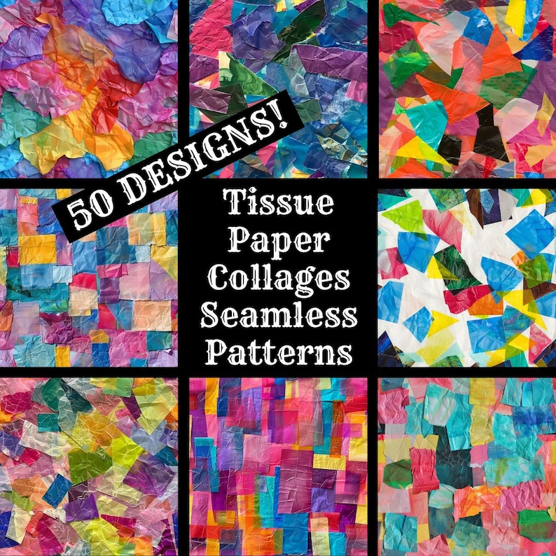 Tissue Paper Collage Patterns: 50 Seamless Designs (digital Download ...