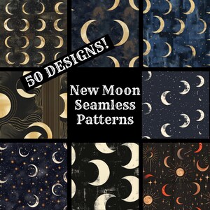 New Moon Seamless Digital Paper, New Moon Printable Scrapbook Paper ...