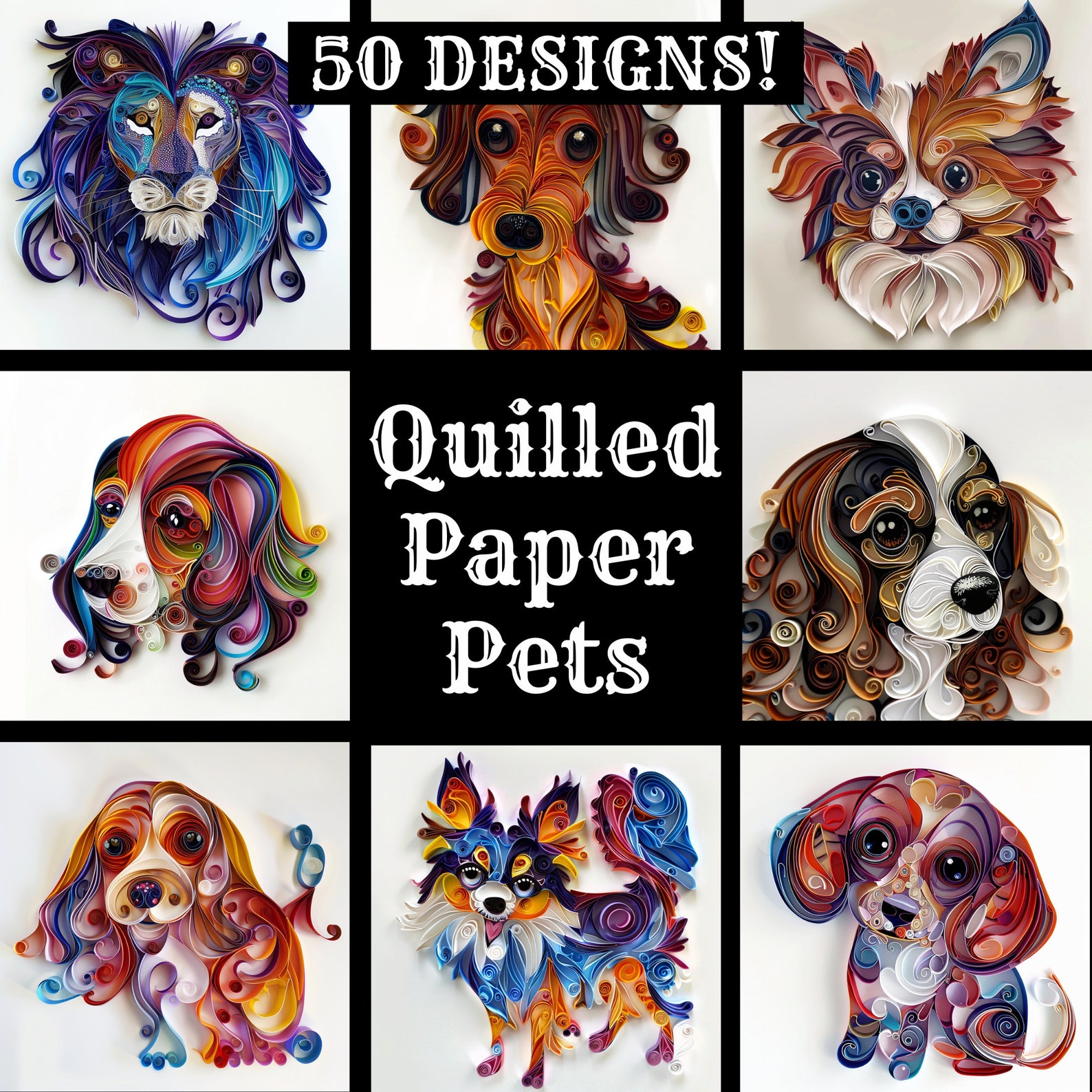 Quilled Paper Pets Paper, Quilled Paper Pets Printable Paper, Quilling ...