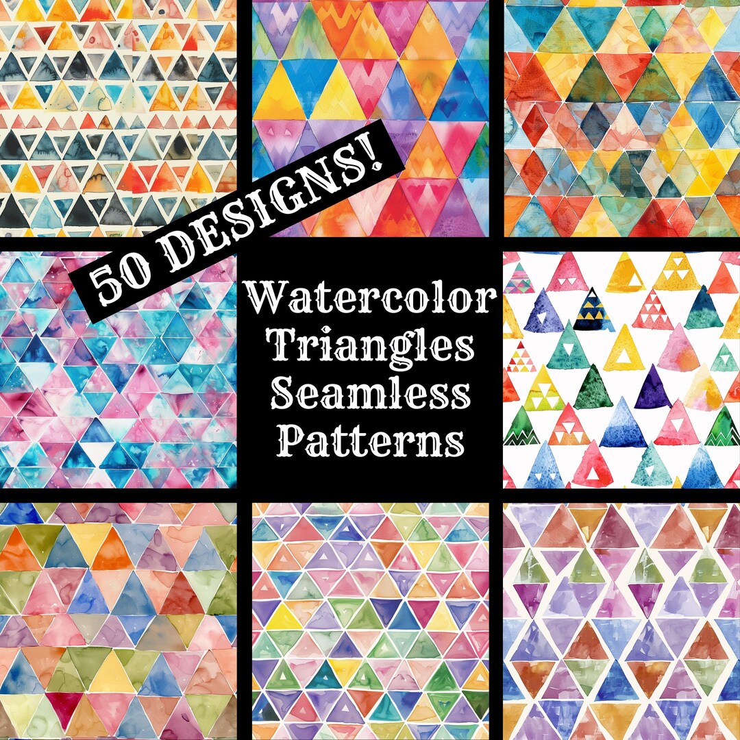 Watercolor Triangles Seamless Digital Paper, Watercolor Triangles ...