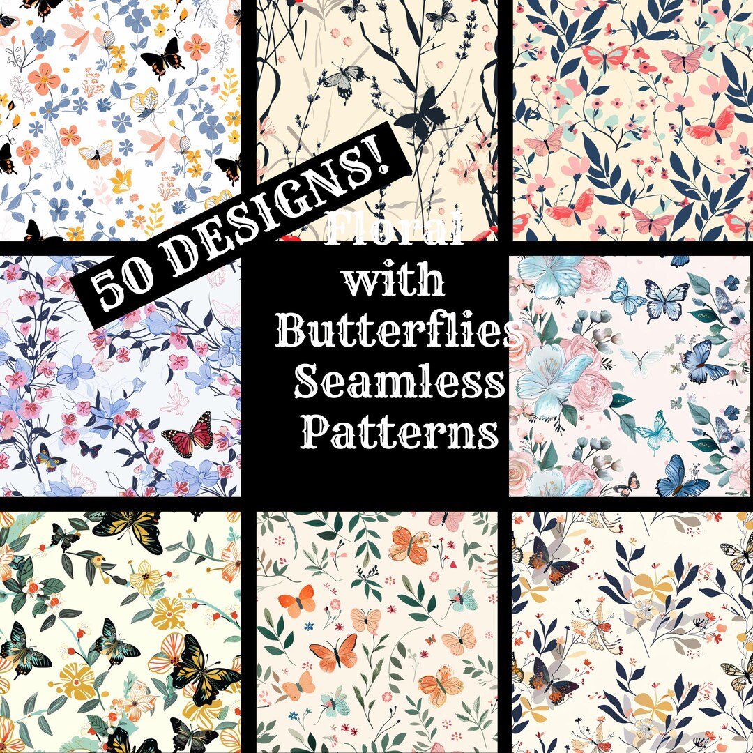 Floral Butterfly Seamless Pattern: Scrapbook Paper (digital Download ...