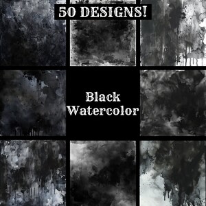 Black Watercolor Digital Paper: Vintage Journaling Set (PNG) (digital ...