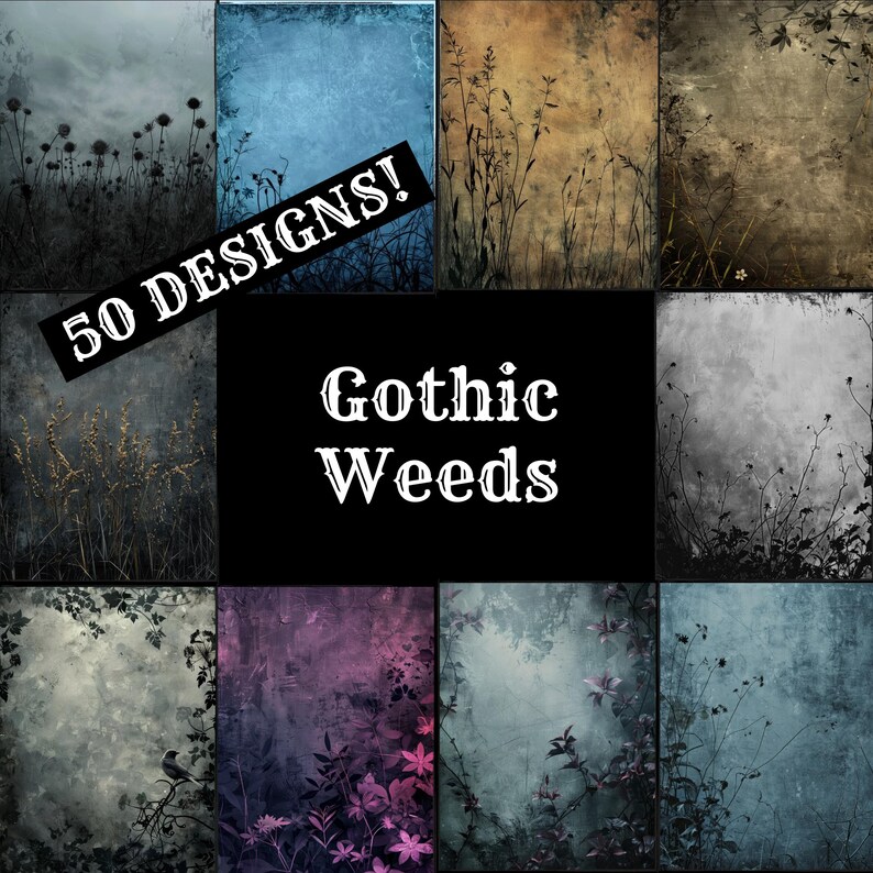 Gothic Weeds Journal Paper: Vintage Scrapbook Printable (PNG Digital ...