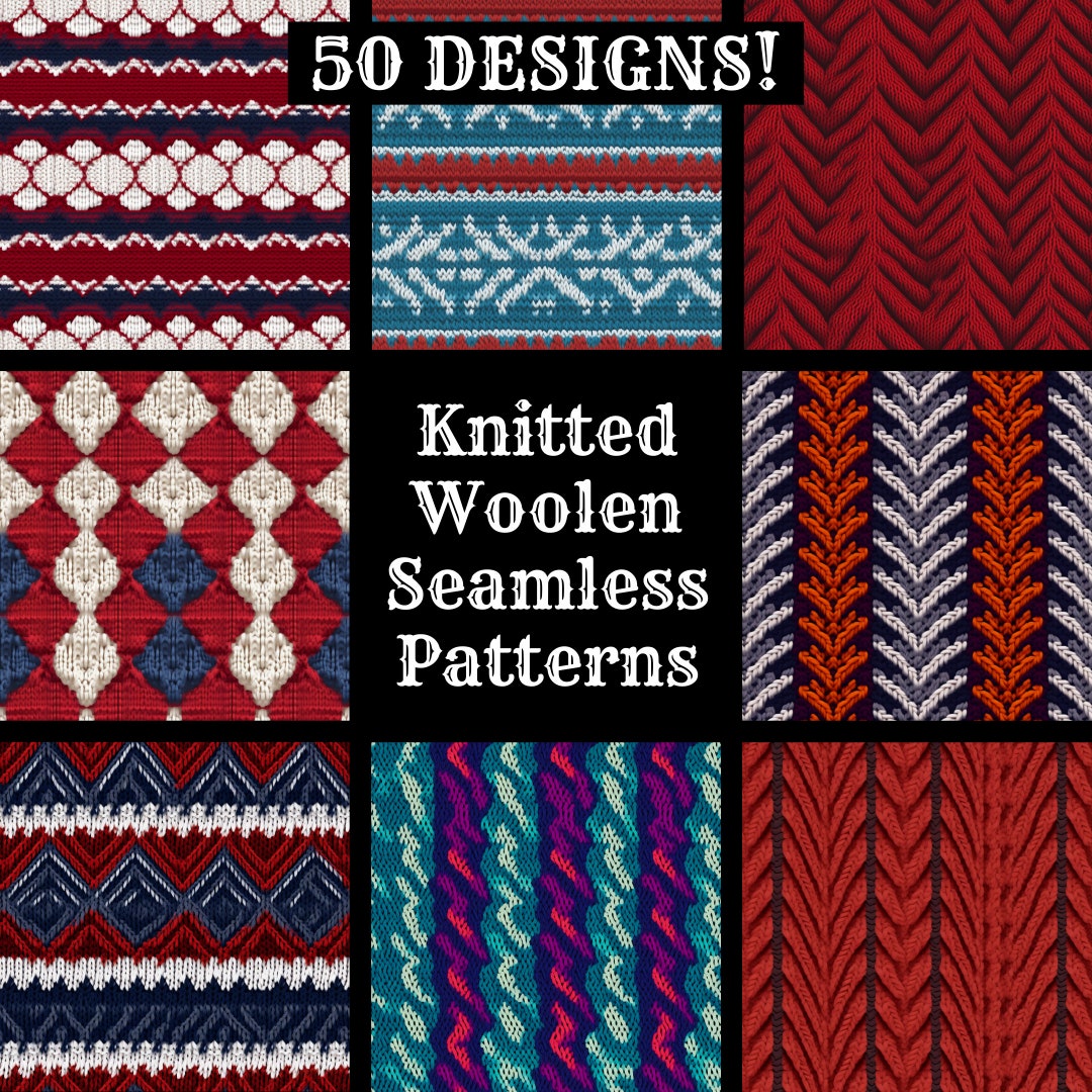 Knitted Woolen Seamless Digital Paper, Printable Scrapbook Paper ...