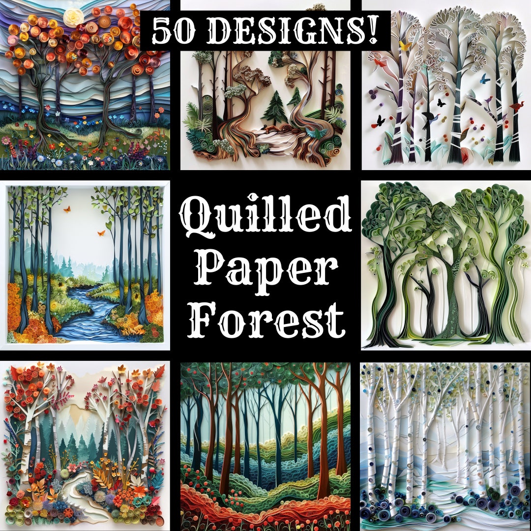 Quilled Paper Forest: High-resolution Digital Paper (PNG) - Etsy