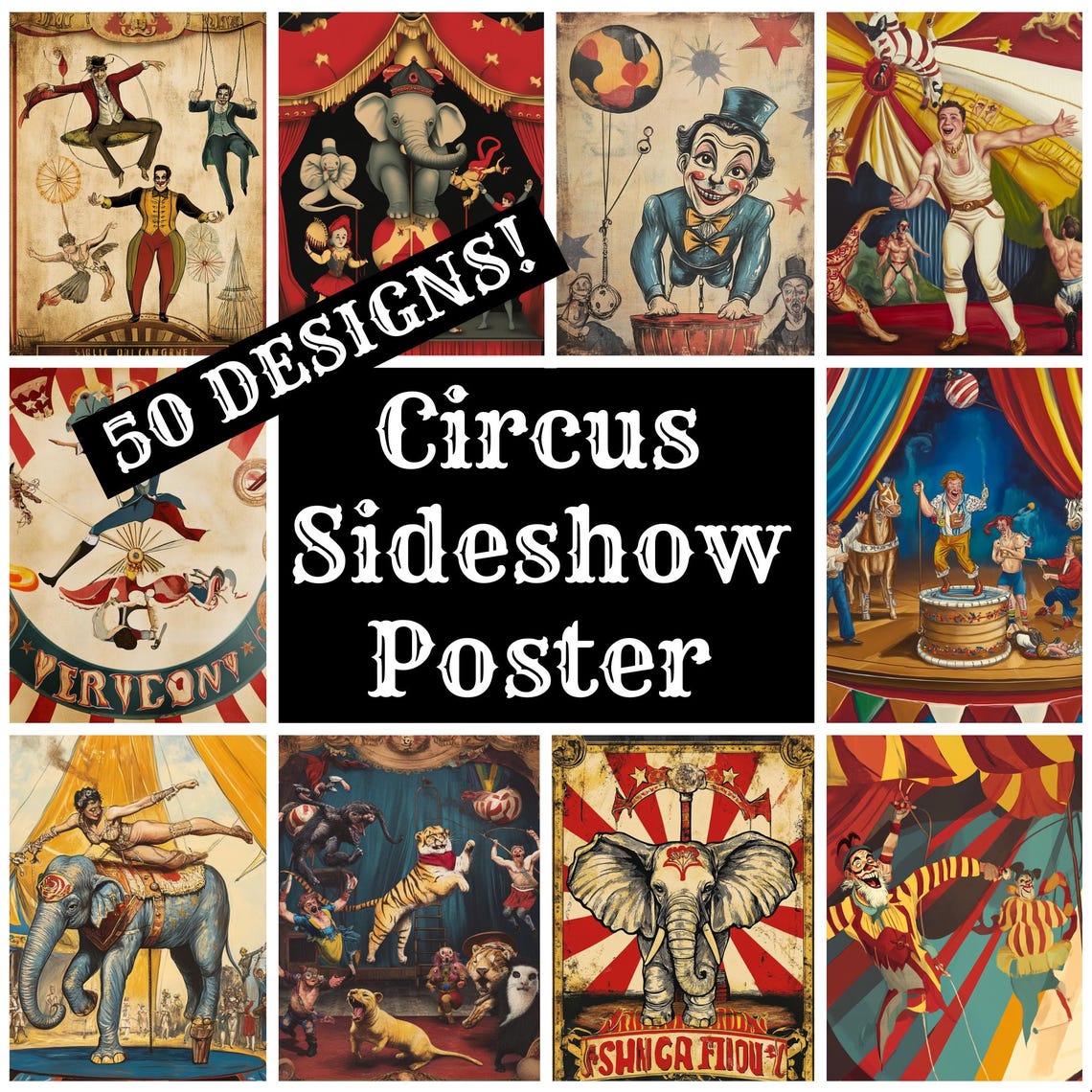 Circus Sideshow Poster Paper: Vintage Journal Inserts (digital Download ...