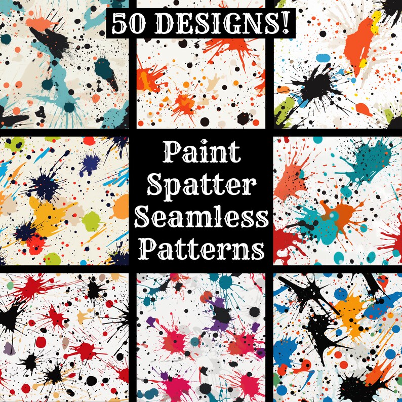 Paint Spatter Seamless Digital Paper, Printable Scrapbook Paper ...