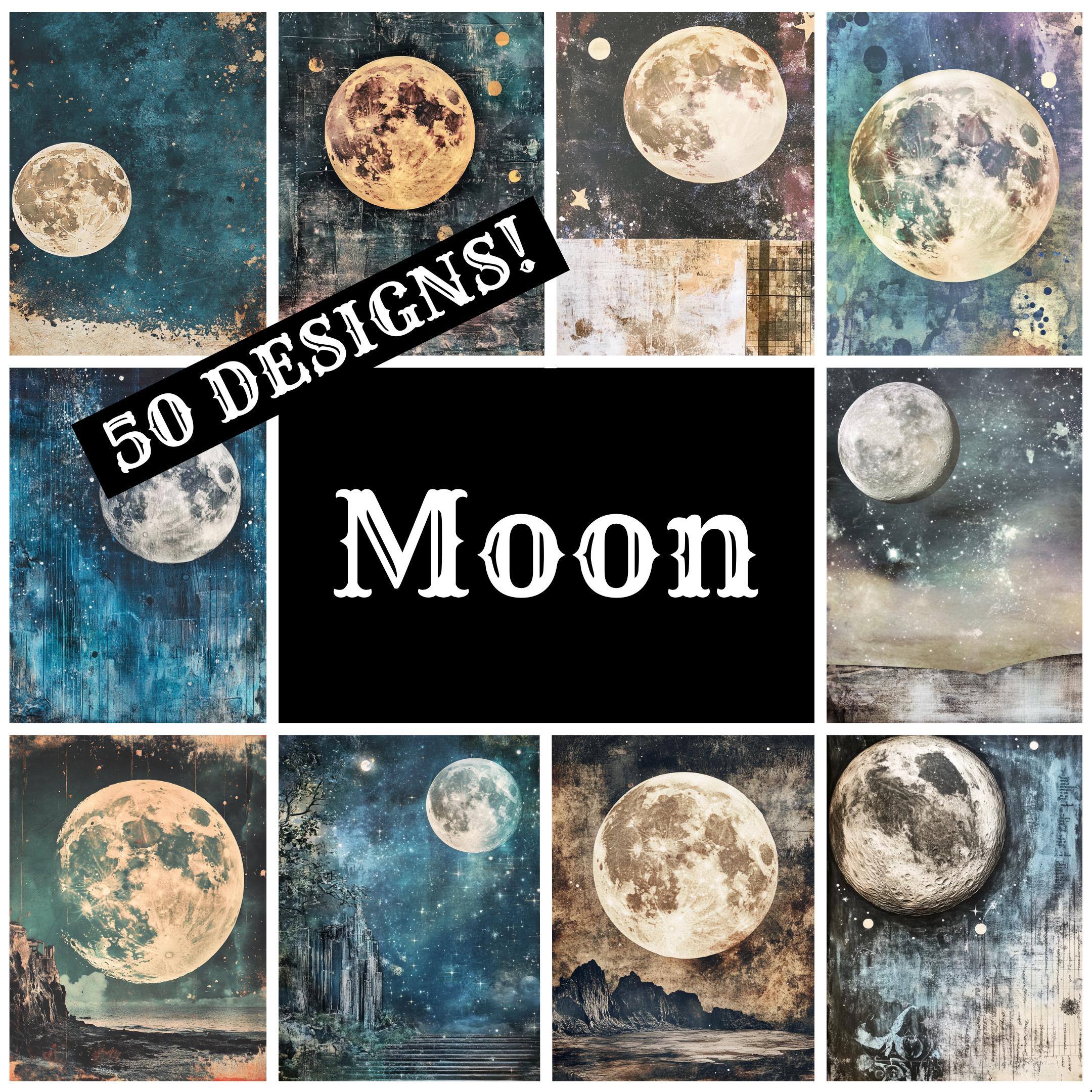 Moon Journal Paper: Vintage Scrapbook Printable (digital Download) - Etsy